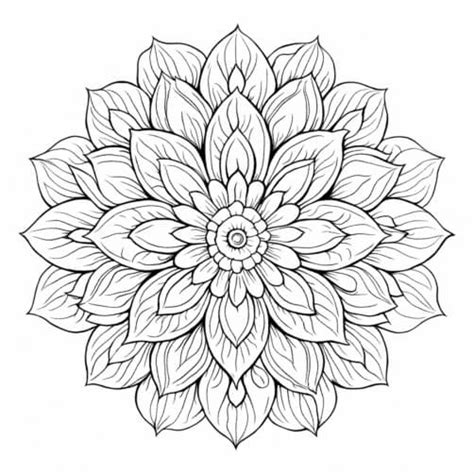 Download Black And White Mandala Coloring Page With Ornate Flower