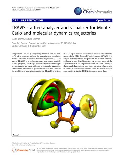 Pdf Travis A Free Analyzer And Visualizer For Monte Carlo And Molecular Dynamics Trajectories