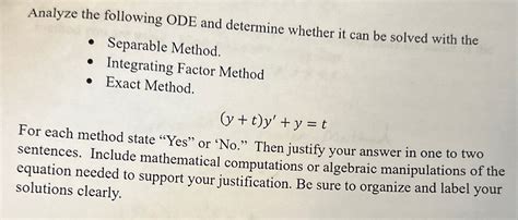 Solved Analyze The Following ODE And Determine Whether It Chegg Com