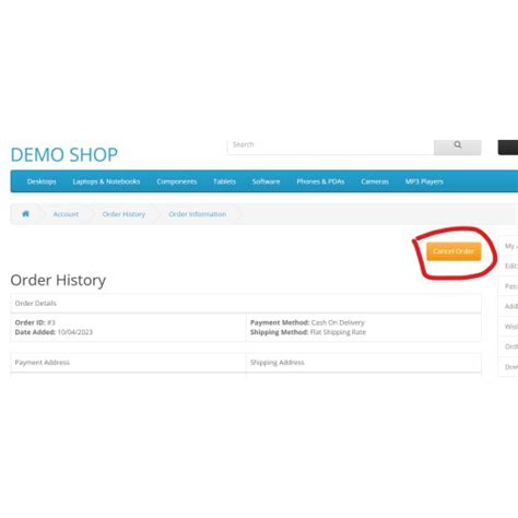Opencart Order Cancellation Request