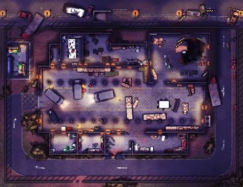Free Modern Abandoned Warehouse Hideout Ttrpg Battlemaps — Tom Cartos