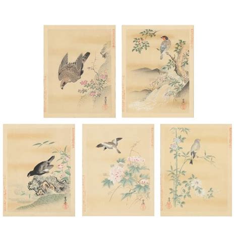 After Kano Tsunenobu Japanese 1636 1713 Five Bird And Flower Prints Lot 37 November
