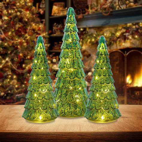 Phitric Christmas Decorations Indoor 3 Pcs Sparkling Glass Christmas