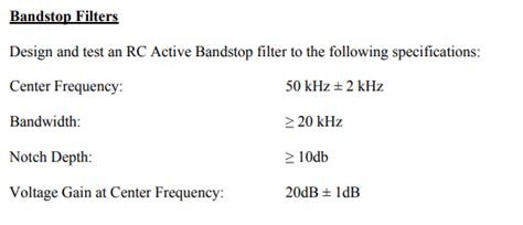 Solved Bandstop Filters Design And Test An Rc Active