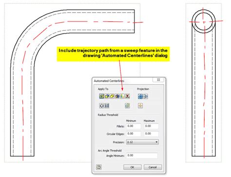 drawing automated centerlines support for path of sweep features