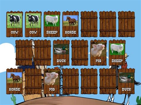 Old Macdonald Had A Farm Animals Memory Game Combine Os Pares