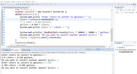 Java Program To Convert Liters To Gallons