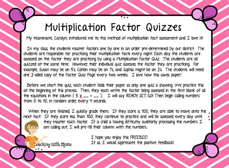 Teaching With Moxie Multiplication Freebie