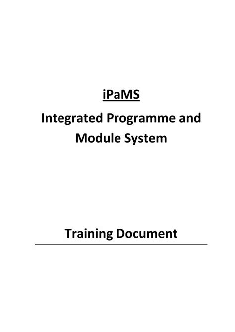 Pdf Ipams Integrated Programme And Module Systemasexeteracuk