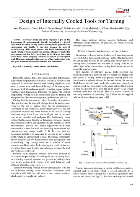 Pdf Design Of Internally Cooled Tools For Turning
