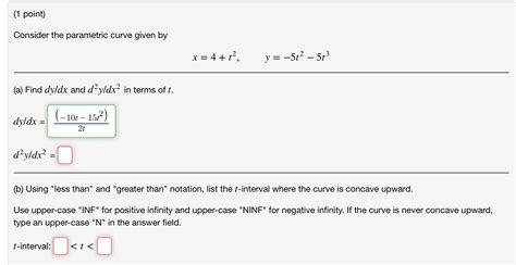 solved consider the parametric curve given by
