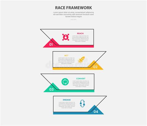 Race Framework Infographic Outline Style With 4 Point Template With Creative Rectangle Box With