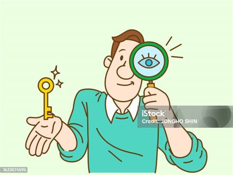 Manusia Memegang Kaca Pembesar Besar Di Mana Ia Terlihat Tersenyum