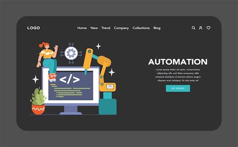 Premium Vector Devops Web Banner Or Landing Page Dark Or Night Mode Software Development And