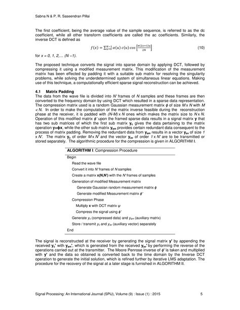 matrix padding method for sparse signal reconstruction pdf