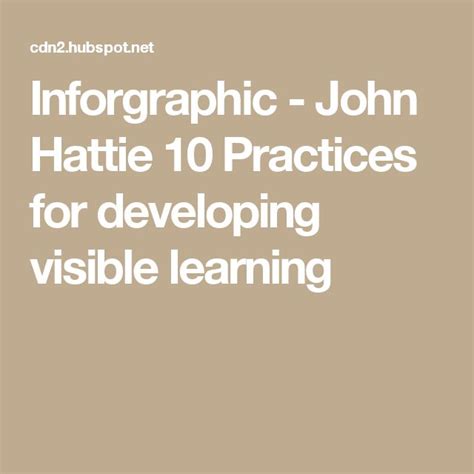 Inforgraphic John Hattie 10 Practices For Developing Visible Learning Visible Learning