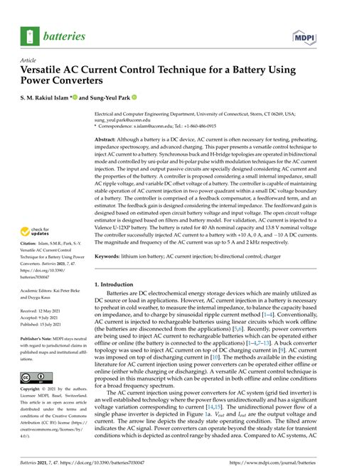 Pdf Versatile Ac Current Control Technique For A Battery Using Power Converters