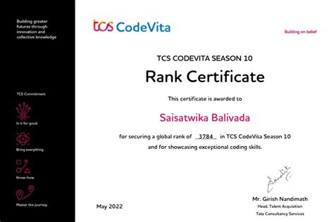 sai satwika balivada on linkedin tcs