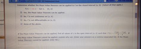 solved determine whether the mean value theorem can be