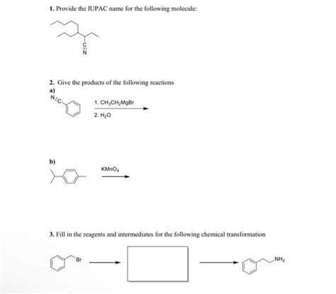 Solved Provide The IUPAC Name For The Following Molecule Chegg