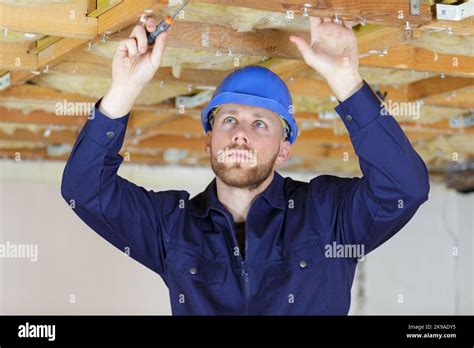 Man Installing Thermal Roof Insulation Layer Stock Photo Alamy