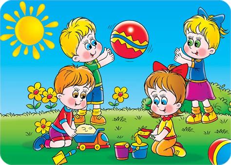 Дети на прогулке в детском саду картинки