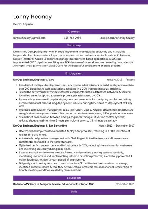 DevOps Engineer Resume CV Example And Writing Guide