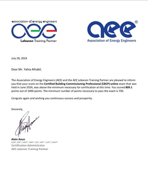 Yahia Mosa On Linkedin Aee Cbcp Buildings Commissioning Development Achievement