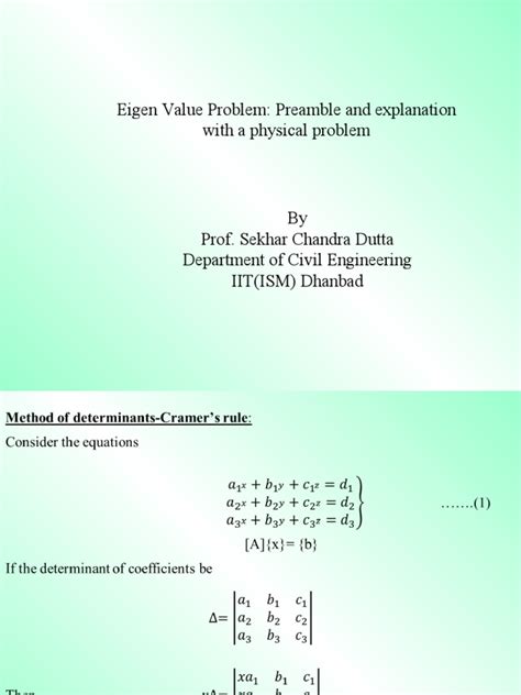 Eigen Value Problem Mdof Free Vibration Download Free Pdf Normal
