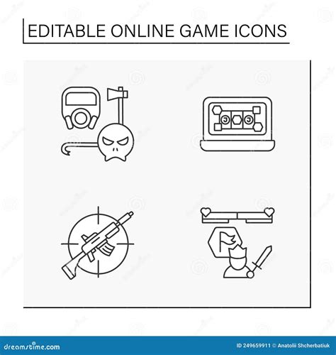 Online Game Line Icons Set Stock Vector Illustration Of Gamer 249659911