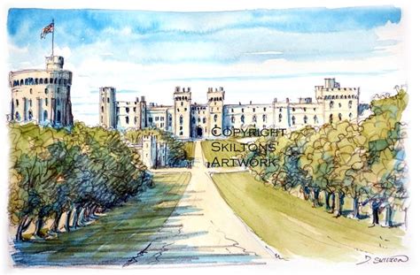 Windsor Castle Watercolour Signed A4 Print On Watercolour Paper