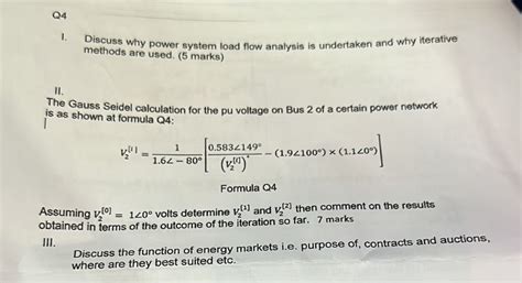 Solved I Discuss Why Power System Load Flow Analysis Is