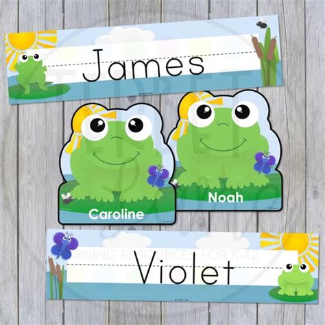 Frog Theme Classroom Decor Bundle Cubby Name Tag Editable Newsletter