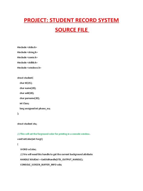 Student Record System Source Code Pdf Software Engineering