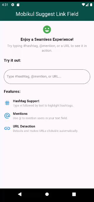 Mobikul Suggest Link Field Flutter Package