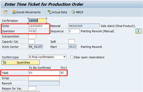 Rework Operation Of Ros Assign To Production Order Sap Community