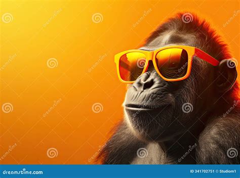 Hamadryas Baboon With Glasses Close Up Portrait Of A Hamadryas Baboon