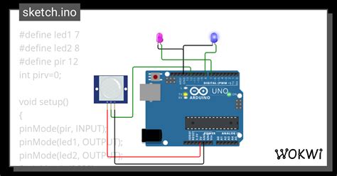 Pir 2 Leds Wokwi Esp32 Stm32 Arduino Simulator