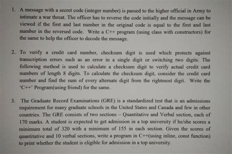 Solved A Message With A Secret Code Integer Number Is Chegg Com