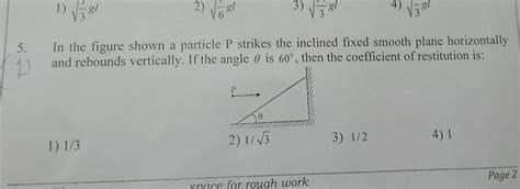 In The Figure Shown A Particle P Strikes The Inclined Fixed Smooth Plane
