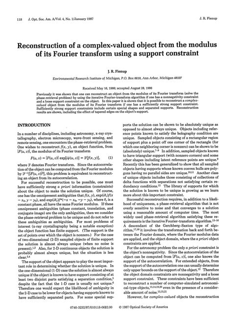 Pdf Reconstruction Of A Complex Valued Object From The Modulus Of Its