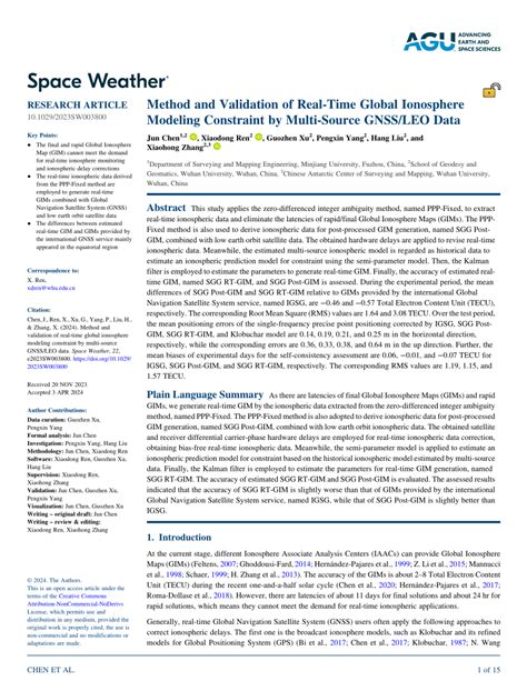 Pdf Method And Validation Of Real‐time Global Ionosphere Modeling