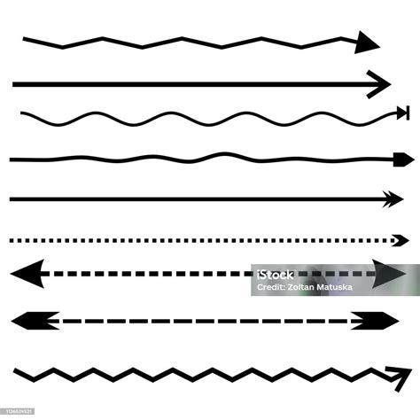 Black Arrow Set Collection Isolated On White Vector Design Element Line Art Stock Illustration