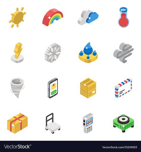 Weather Forecast Isometric Pack Royalty Free Vector Image