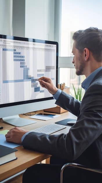 project manager using gantt chart tasks planning and scheduling