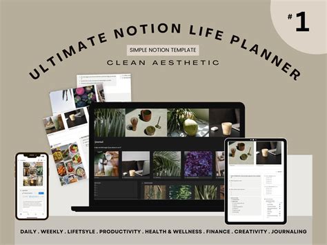 2024 Notion Life Planner Template Clean Minimalist Aesthetic Life