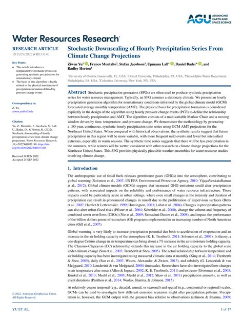 Stochastic Downscaling Of Hourly Precipitation Series From Climate