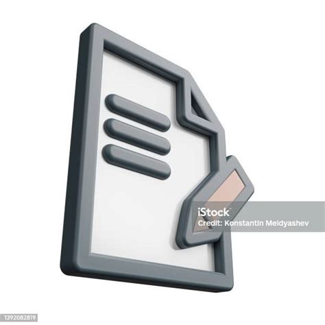 연필이 있는 종이 또는 파일 오른쪽 아래 보기 3d 아이콘 렌더링 그림 0명에 대한 스톡 사진 및 기타 이미지 0명 3차원 형태 개념 Istock