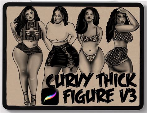Tattoo Procreate Brushes Curvy Women Figures V3 Stamps Sexy Etsy