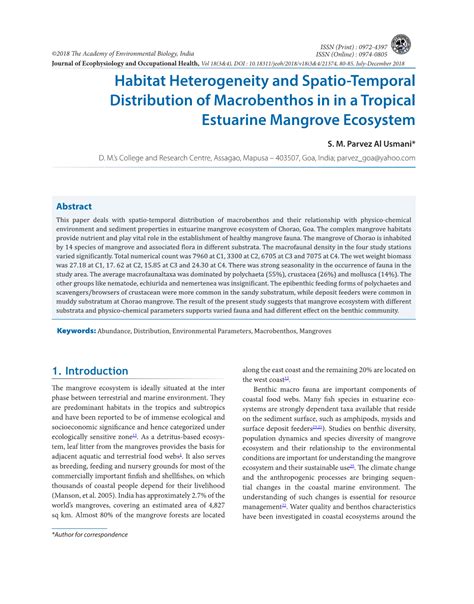 Habitat Heterogeneity And Spatio Temporal Distribution Of Macrobenthos